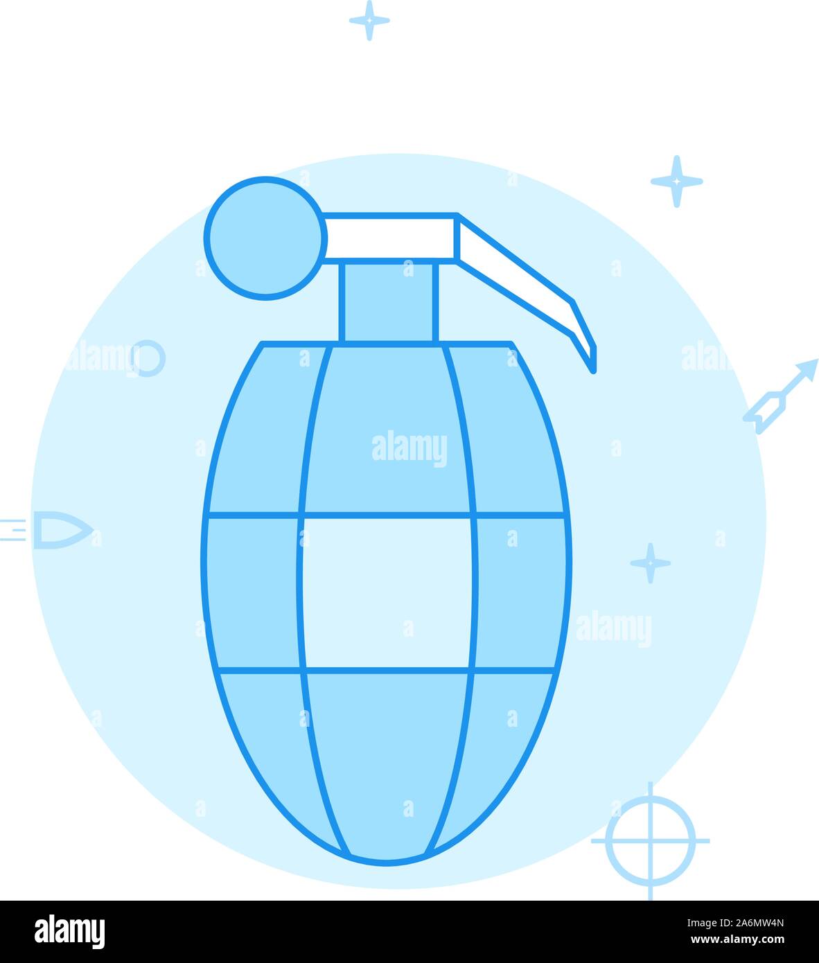 Pineapple bomb vector icon. Flat illustration. Filled line style. Blue ...