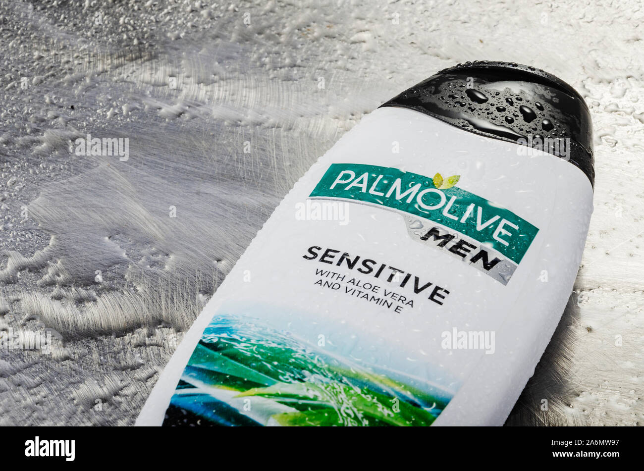 Palmolive shower gel isolated on gradient background produced by ...