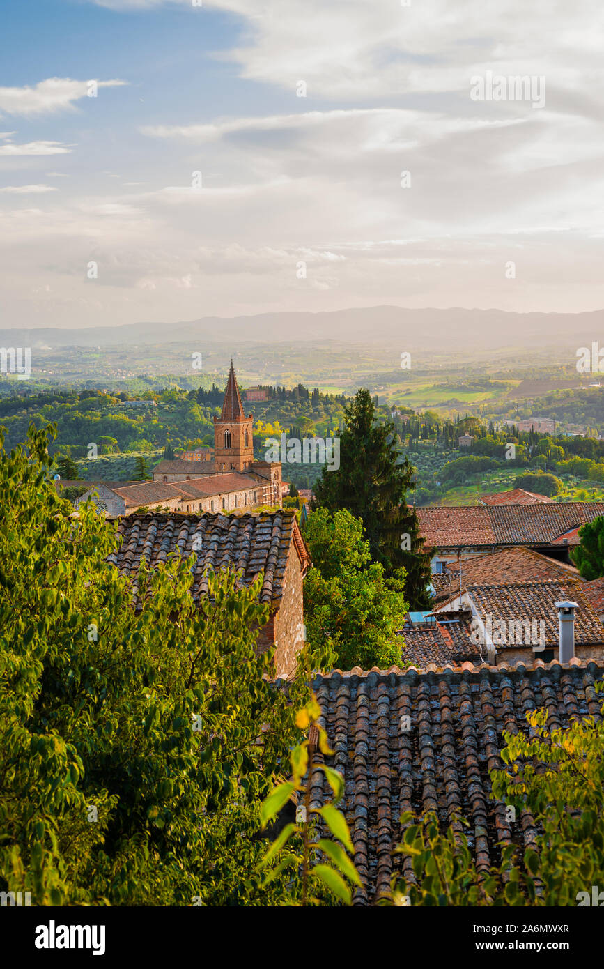 View of the beautiful Perugia medieval historic center and Umbria ...