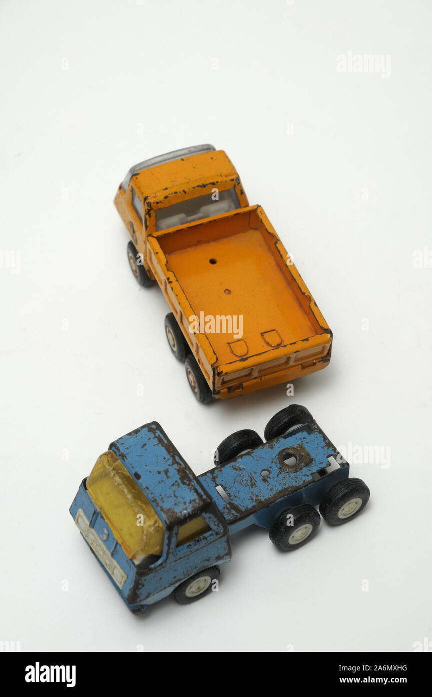 damaged old toy metal truck Stock Photo - Alamy