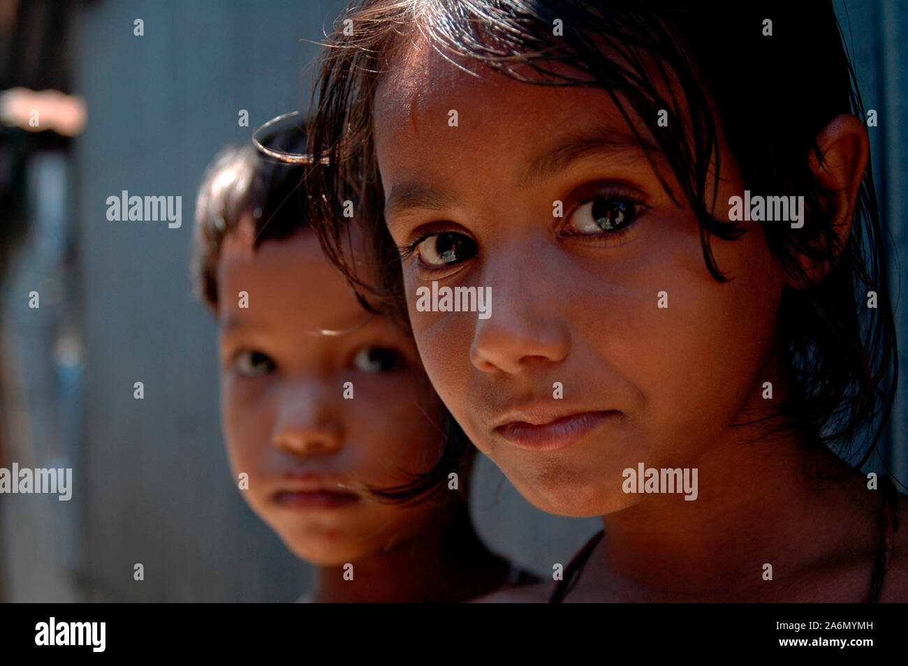 Children near Karail Slum, at Mohakhali, Dhaka, Bangladesh. July 20 ...