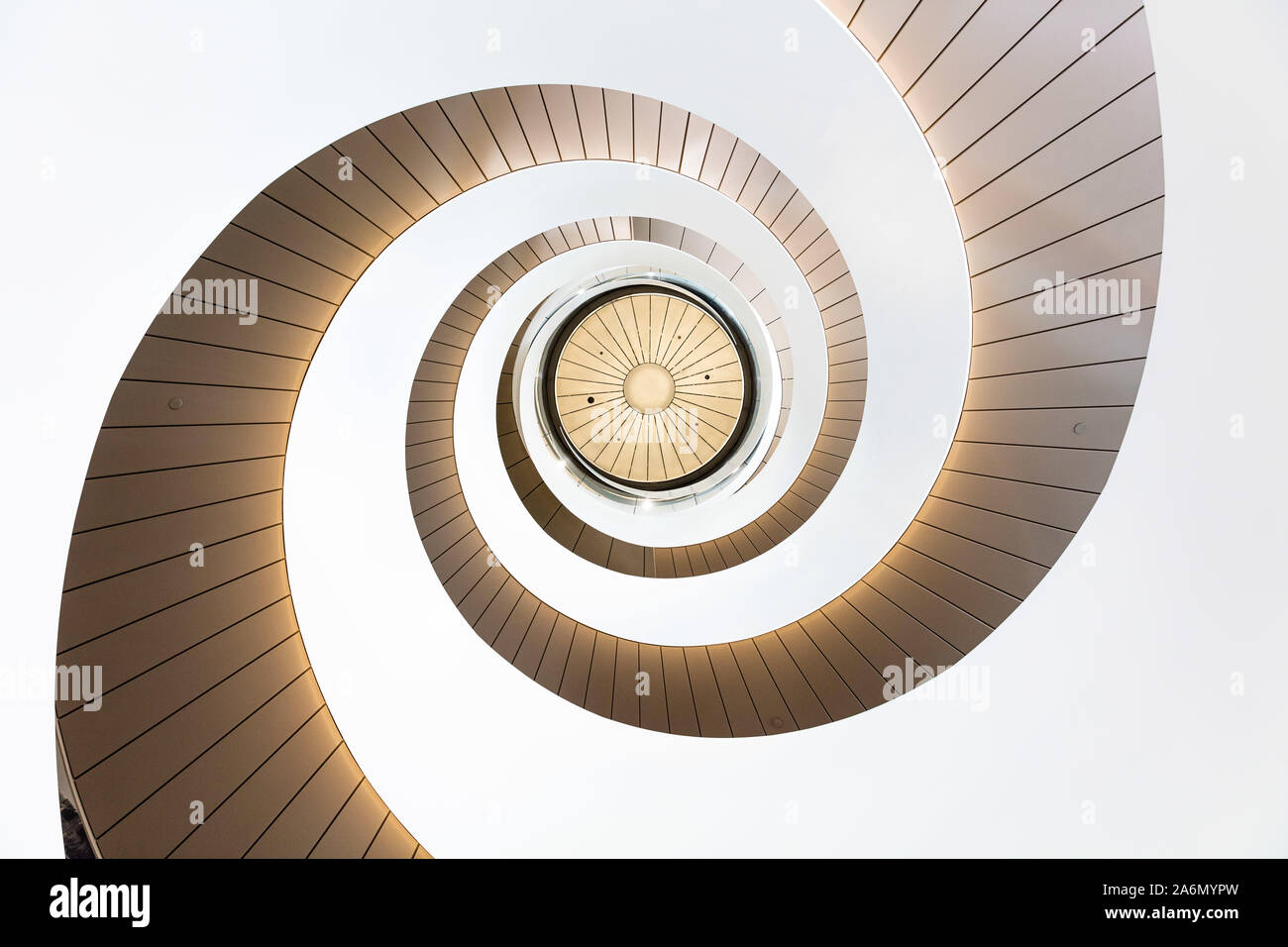 A double-helix spiral staircase shoot from below Stock Photo - Alamy