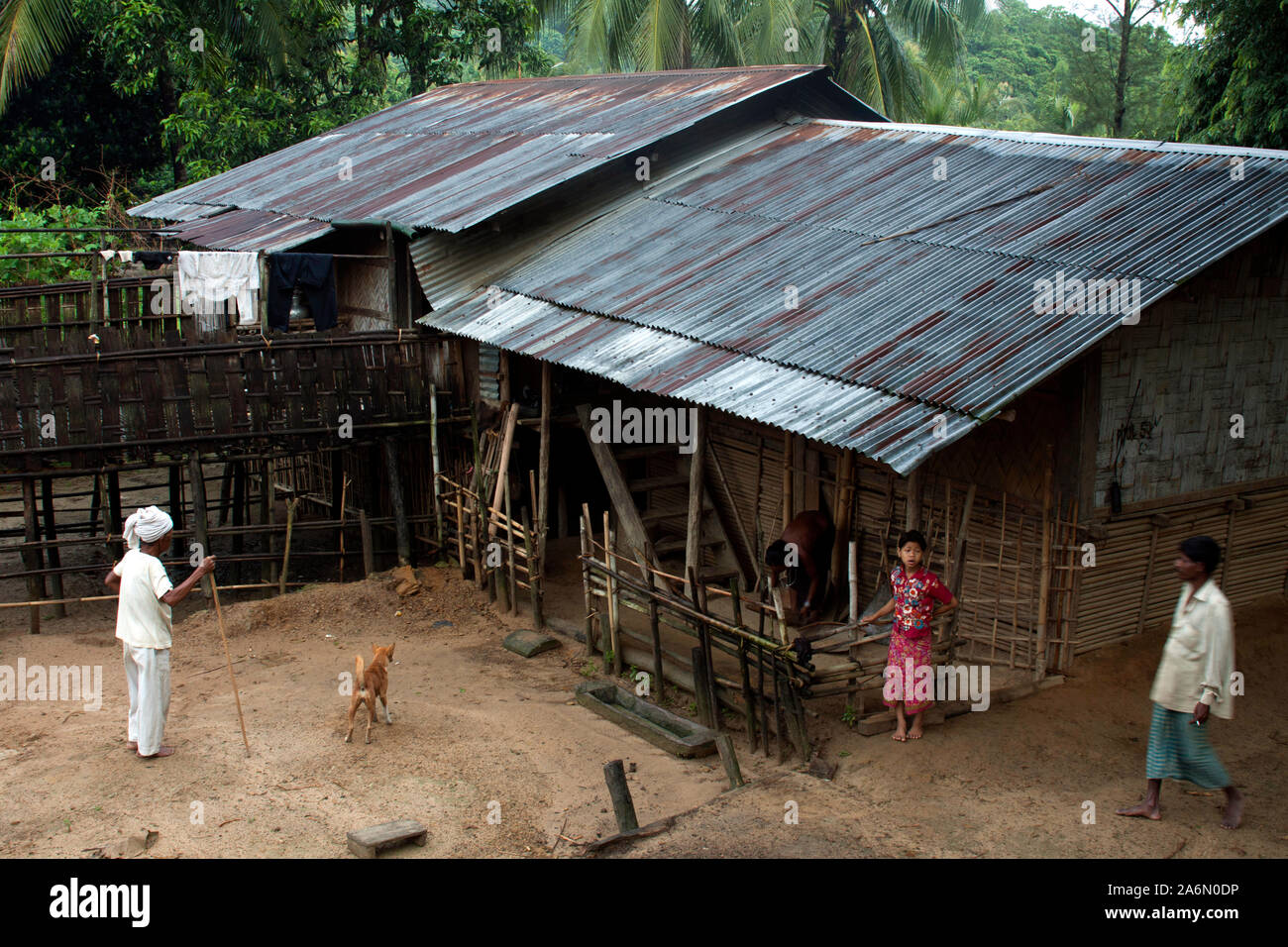 A daily life scene of the ethnic Murong (also known as Mro or Mru ...