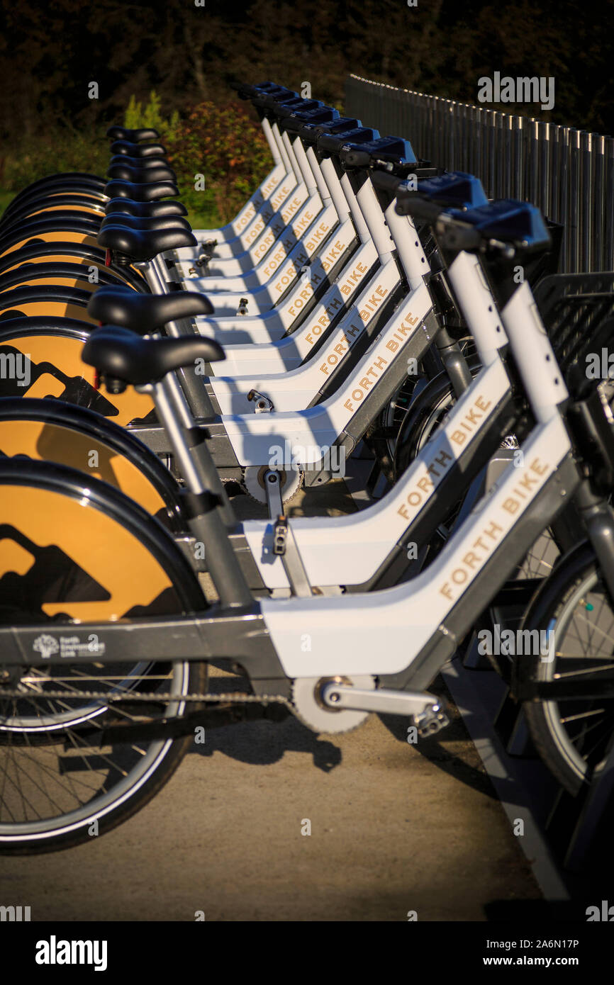 The electric forth bikes parked at the Falkirk wheel Stock Photo - Alamy