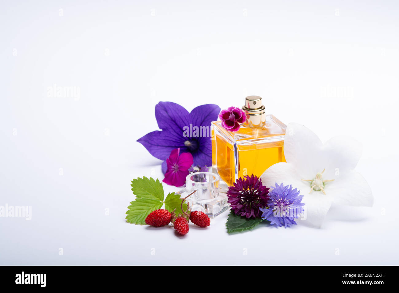 Creation of perfume essence, summer flowers sweet light fragrance ...