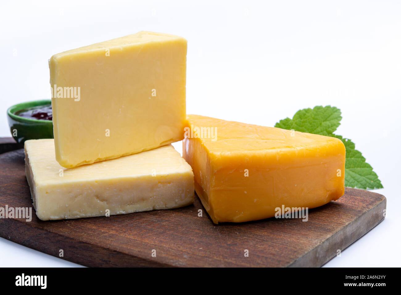 Cheddar cheese collection, variety of Cheddar cheese made from cow milk ...