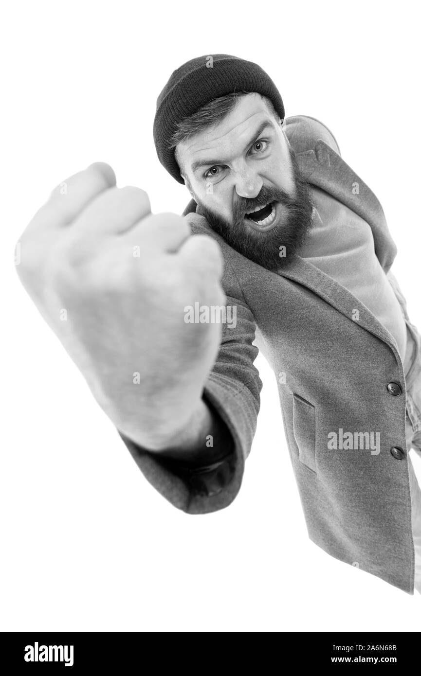Man shaking fist angry Black and White Stock Photos & Images - Alamy