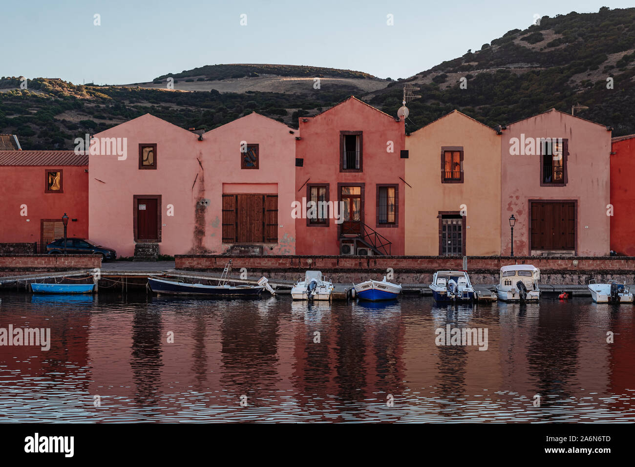 BOSA, ITALY / OCTOBER 2019: Life in the colorful fishermen's village in ...