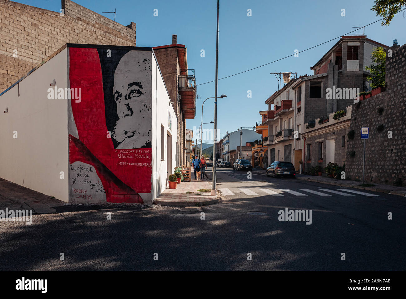 ORGOSOLO, SARDINIA /OCTOBER 2019: The well known murales in the sreets ...