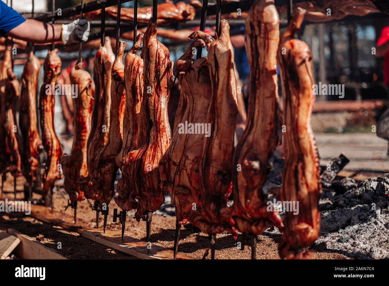 ORGOSOLO, SARDINIA /OCTOBER 2019: The old tradition of cooking the ...