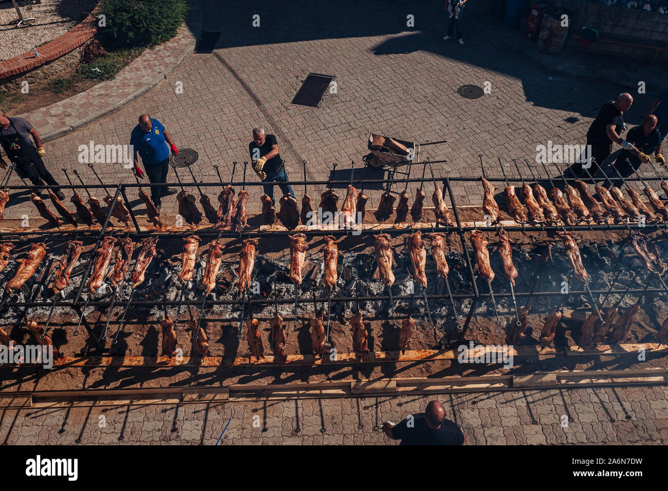 ORGOSOLO, SARDINIA /OCTOBER 2019: The old tradition of cooking the ...