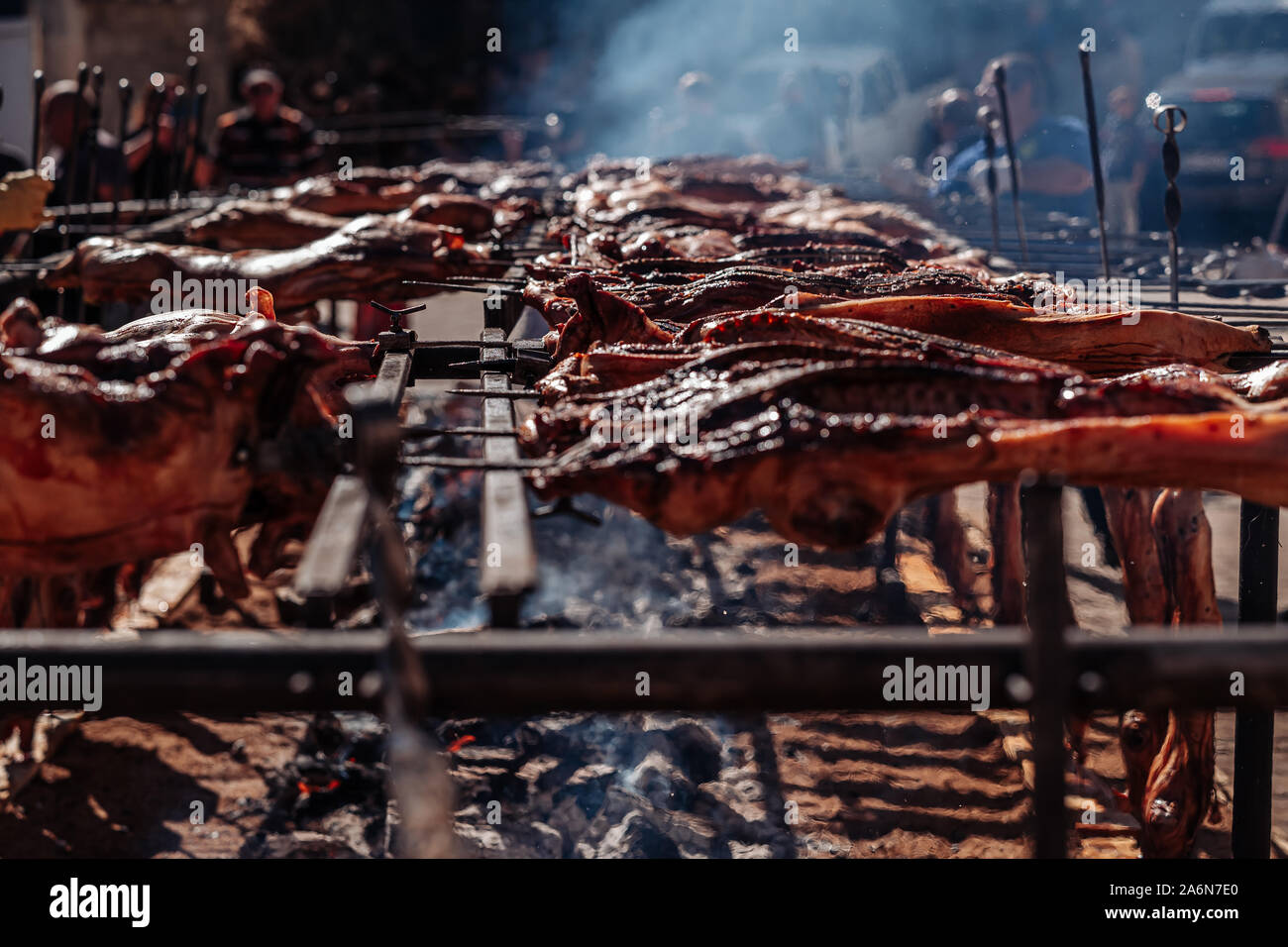 ORGOSOLO, SARDINIA /OCTOBER 2019: The old tradition of cooking the ...