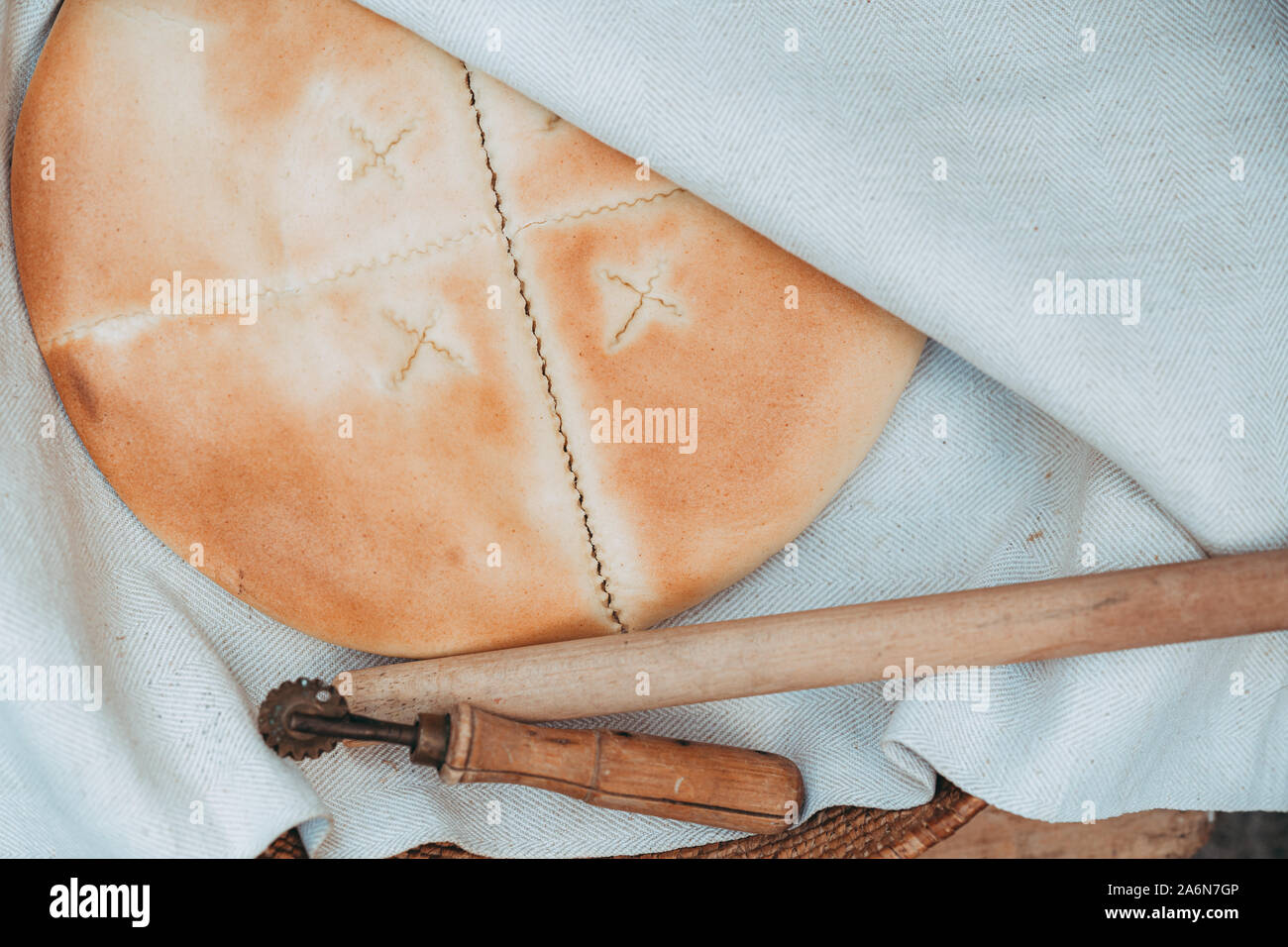 Delicious traditional sardinian bread called Spianata Sarda Stock Photo ...