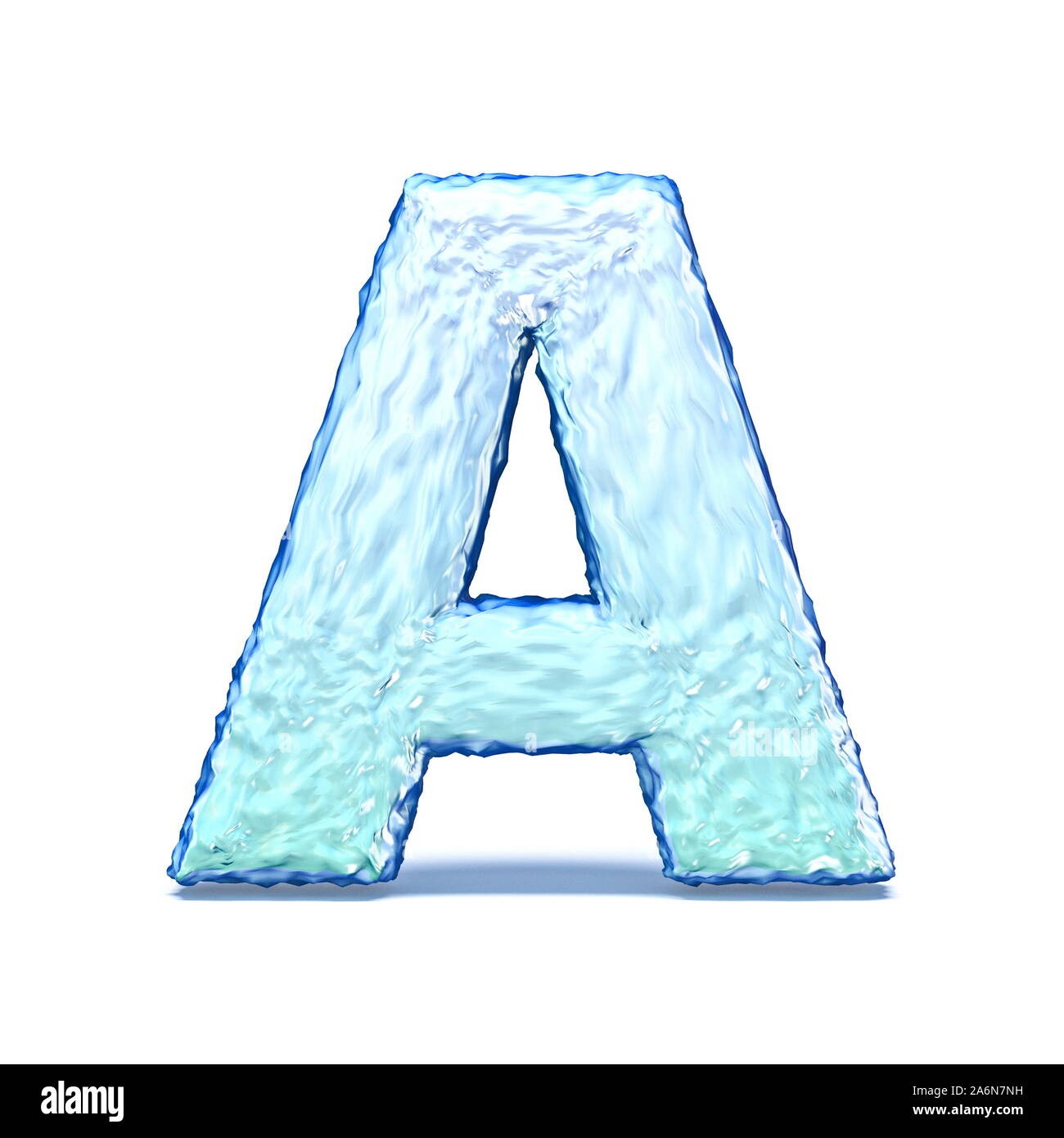 Ice crystal font letter A 3D render illustration isolated on white ...