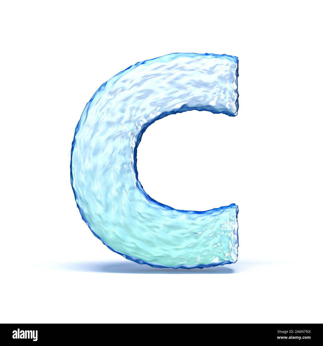 Ice crystal font letter C 3D render illustration isolated on white ...