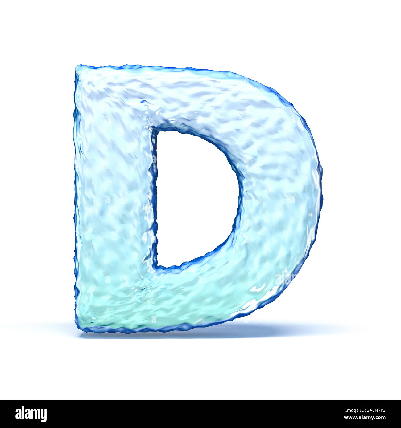 Ice crystal font letter D 3D render illustration isolated on white ...