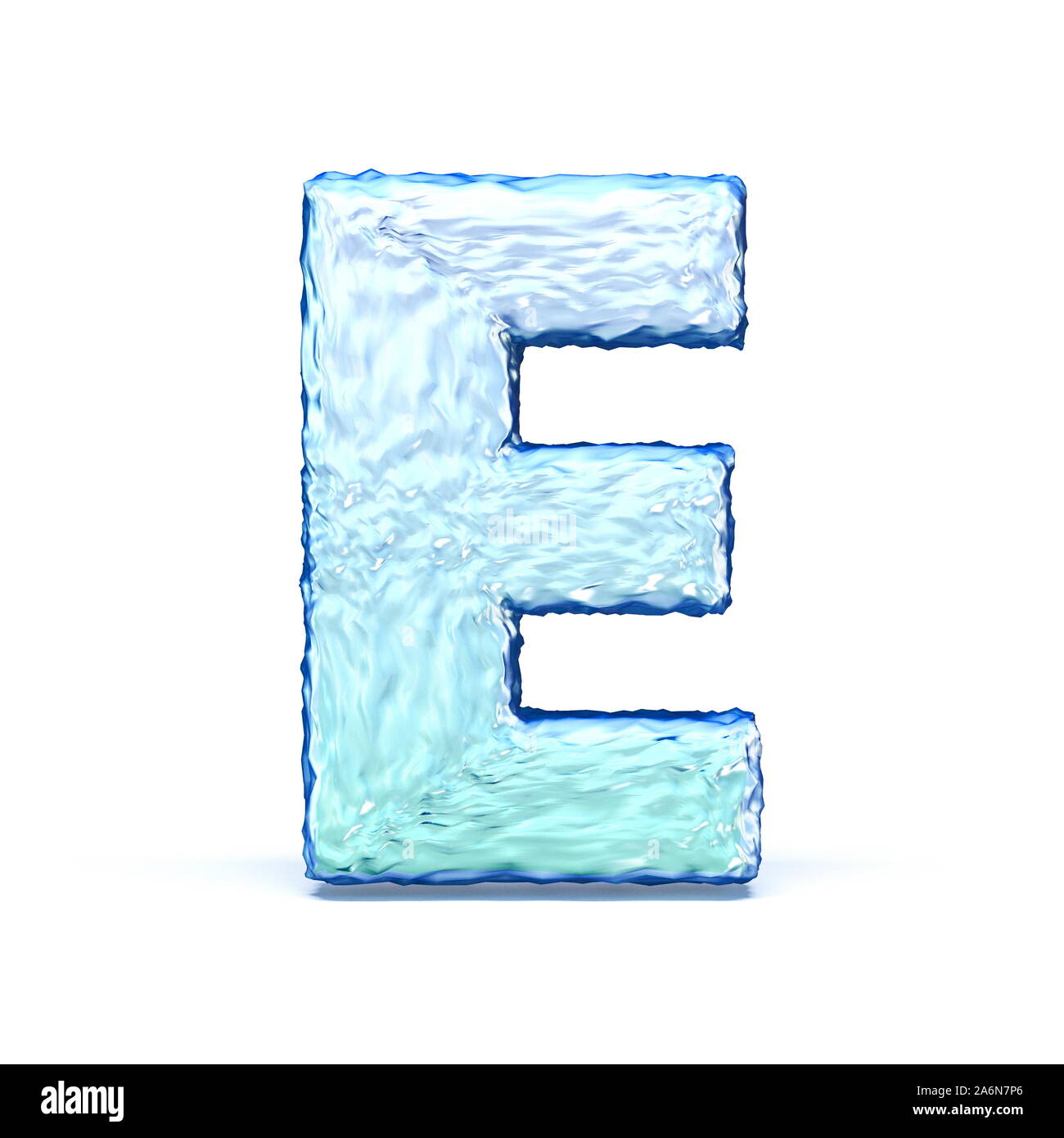 Ice crystal font letter E 3D render illustration isolated on white ...