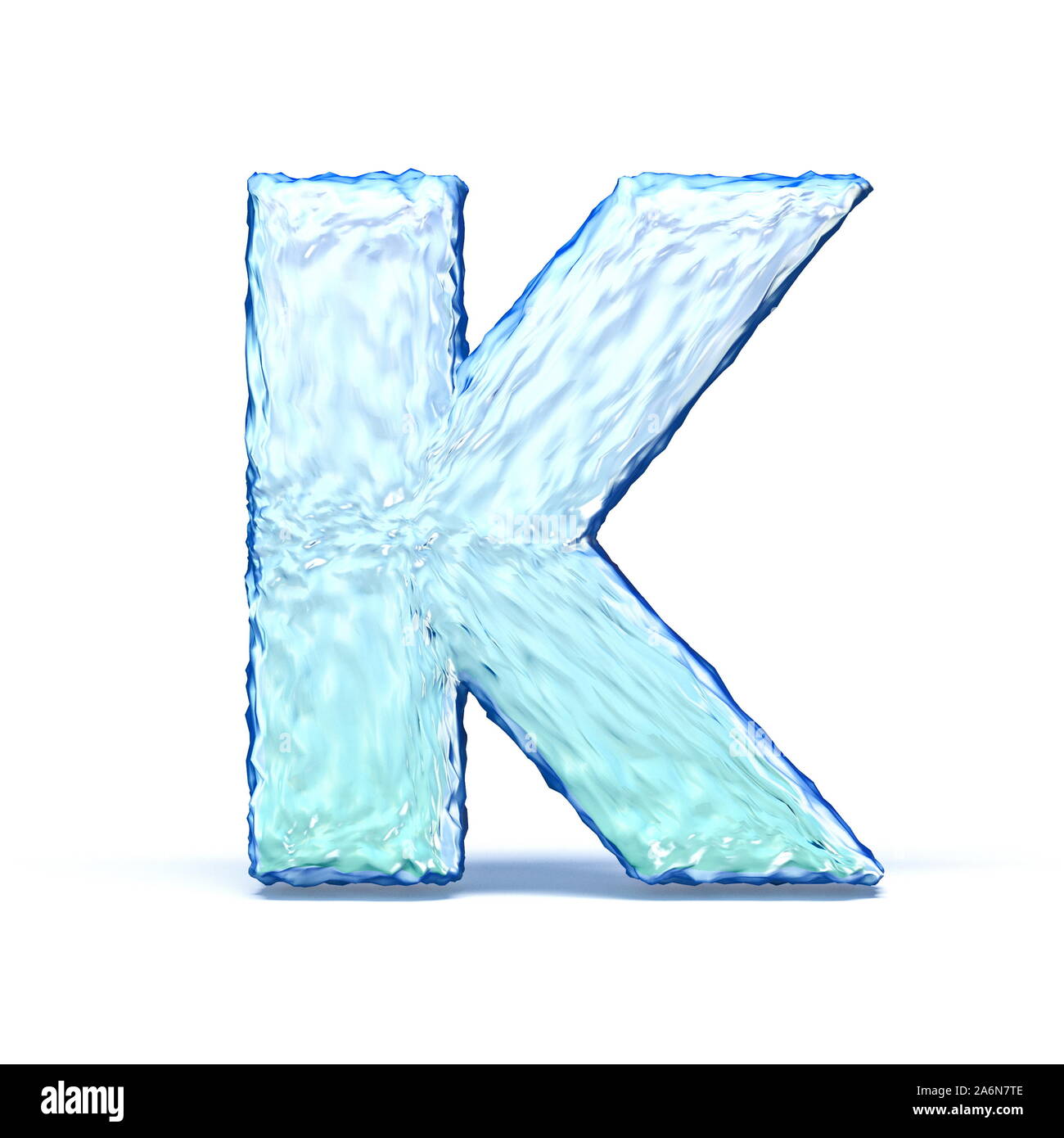 Ice crystal font letter K 3D render illustration isolated on white ...