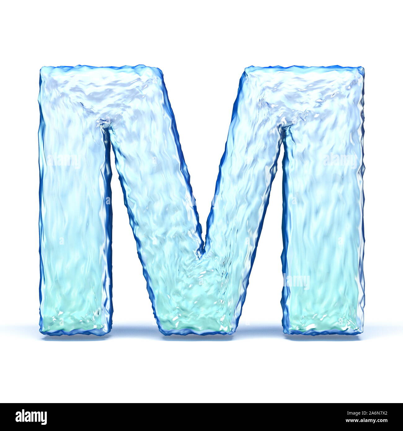 Ice crystal font letter M 3D render illustration isolated on white ...