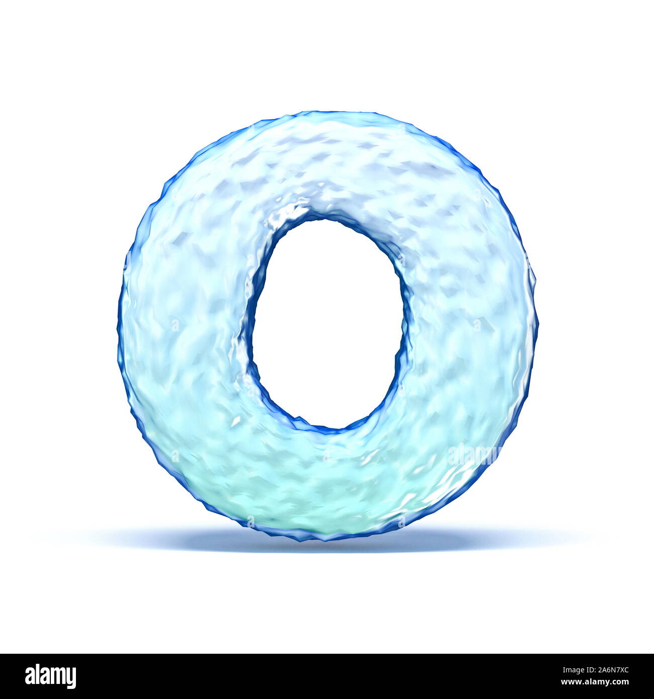 Ice crystal font letter O 3D render illustration isolated on white ...