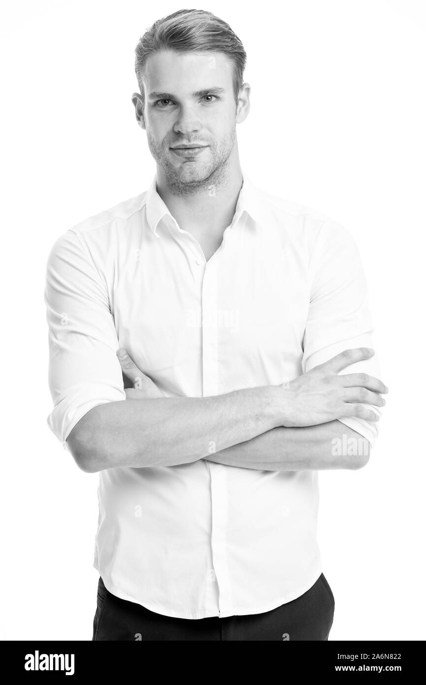 Menswear formal style. Guy handsome office worker. Working formal dress ...