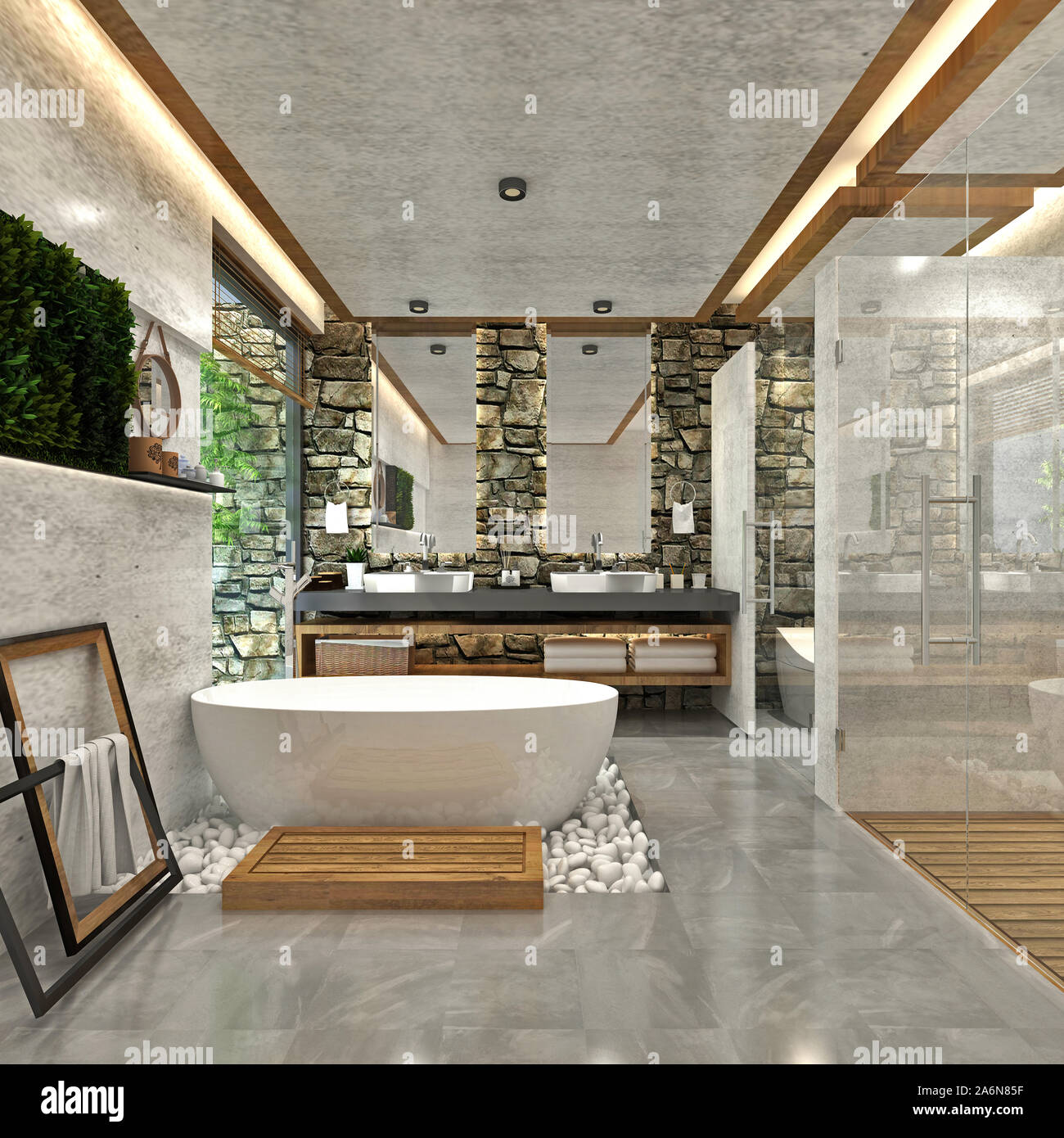 3d render of luxury bathroom Stock Photo - Alamy
