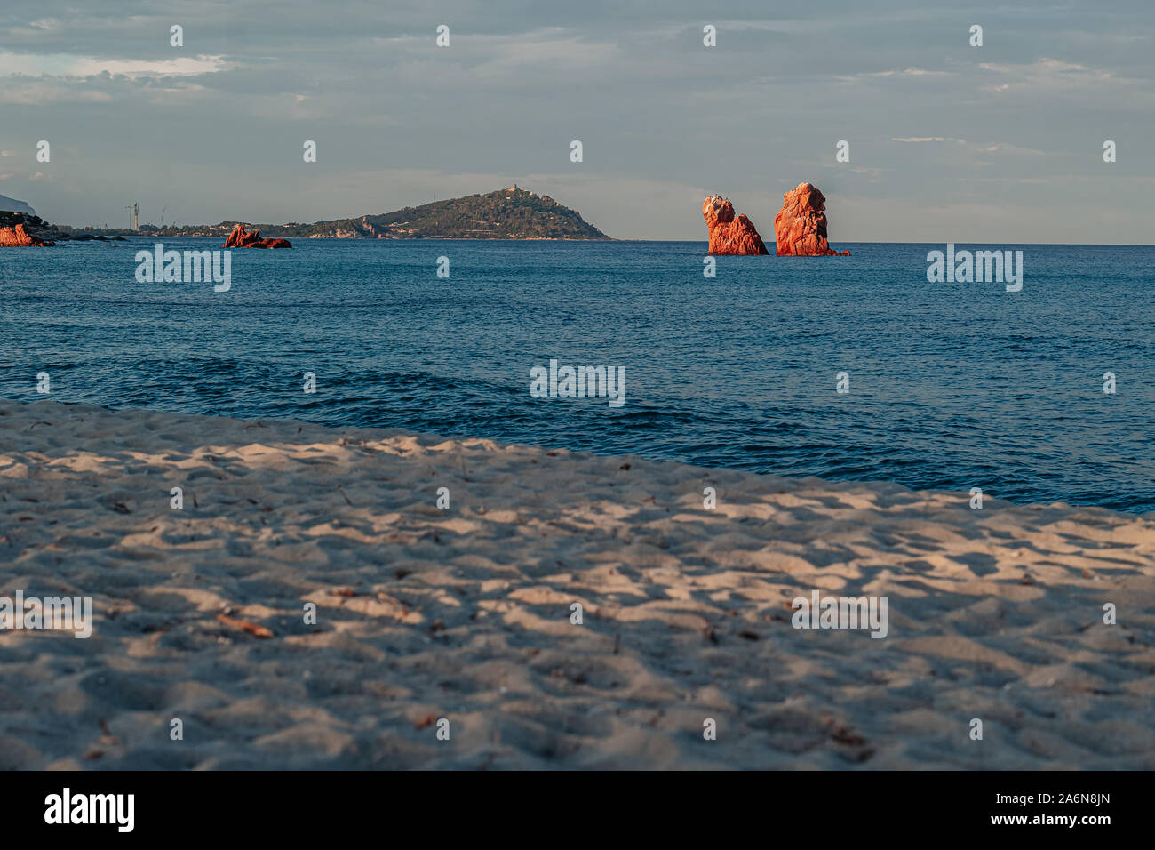 The wonderful Cea beach with red rocks in Ogliastra, Sardinia Stock ...