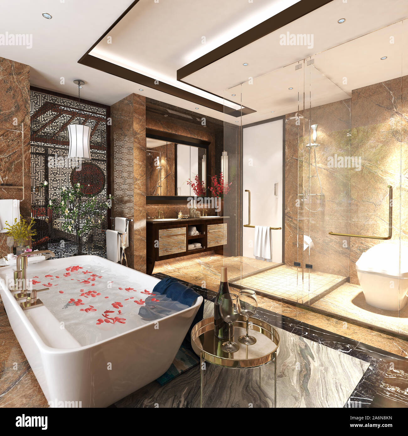 3d render of luxury bathroom Stock Photo - Alamy
