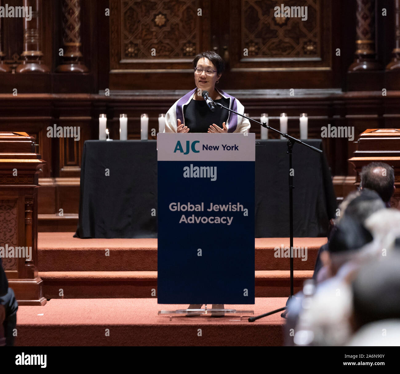 New York, NY - October 27, 2019: Rabbi Angela Buchdahl speaks during ...