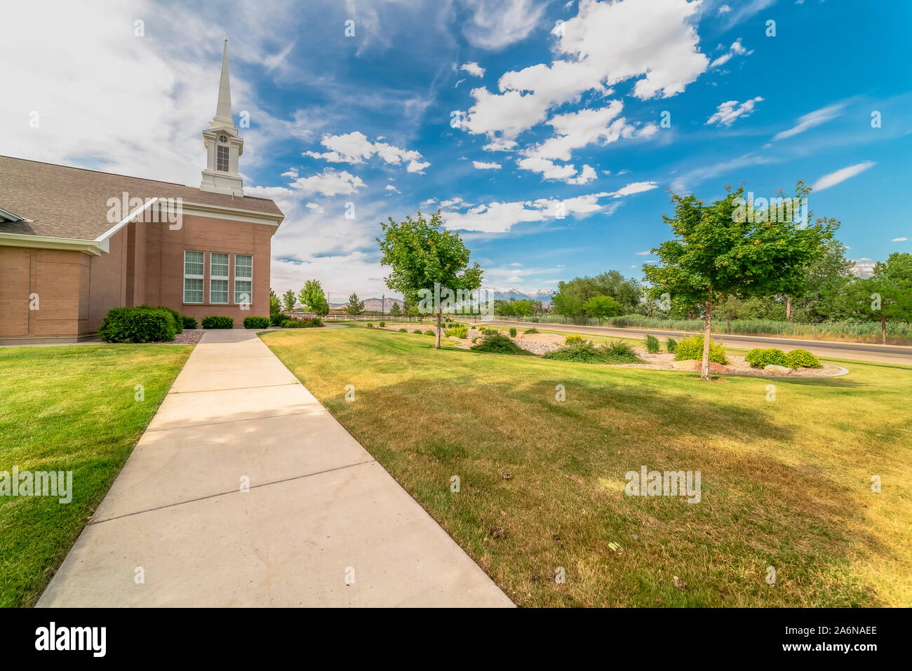 Brick pathway leading to church hi-res stock photography and images - Alamy