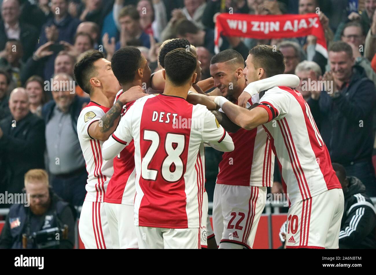 Amsterdam, Netherlands. 27th Oct, 2019. Hakim Ziyech (Ajax) score 1-0 ...