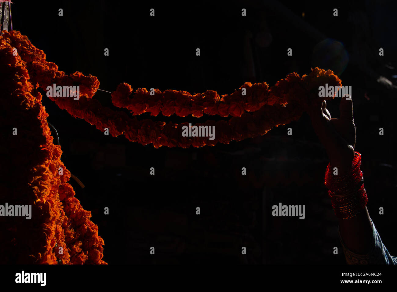 Marigold mala hi-res stock photography and images - Alamy