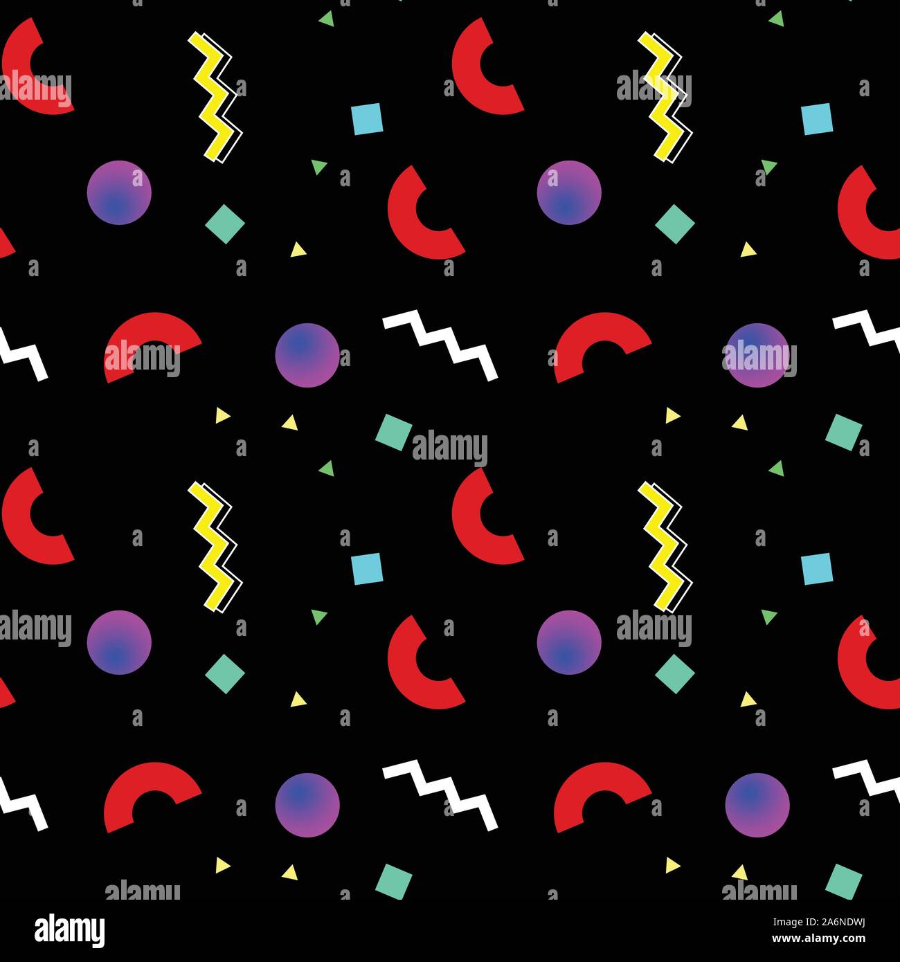 Memphis style seamless pattern with 80s shapes Stock Vector Image & Art ...