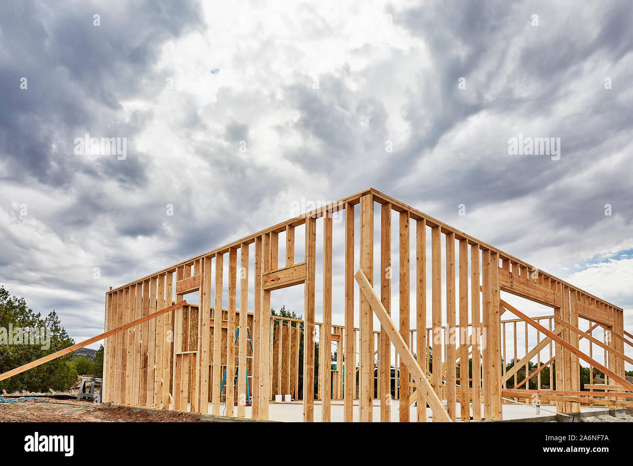 Construction Carpentry building truss frame jobsite wood Stock Photo ...