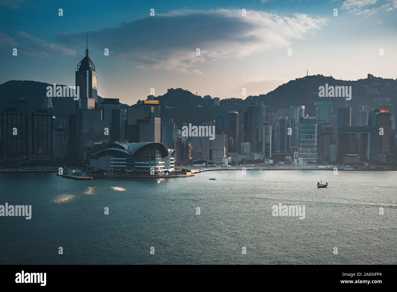 Hong Kong Skyscrapers in sunset Stock Photo - Alamy