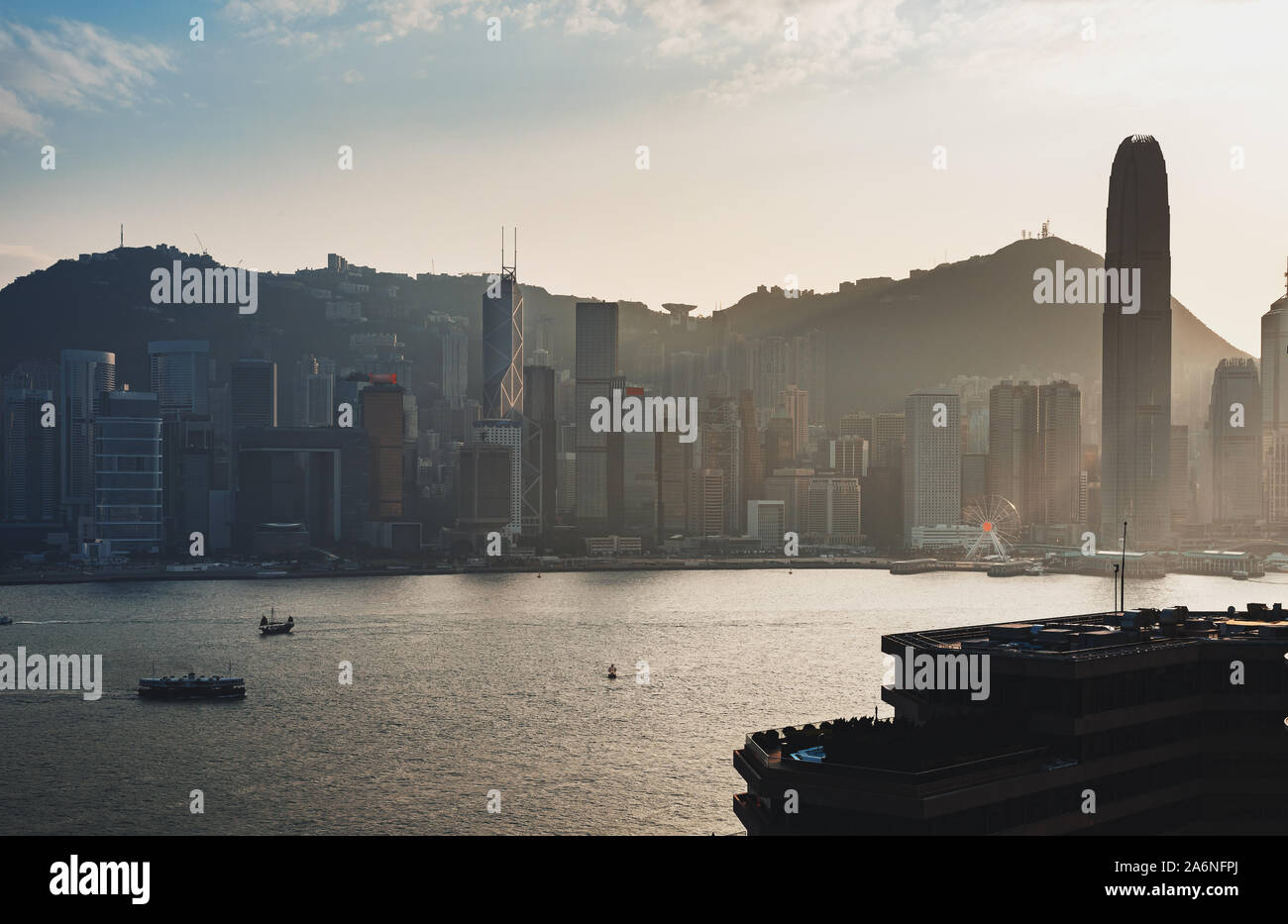 Hong Kong Skyscrapers in sunset Stock Photo - Alamy