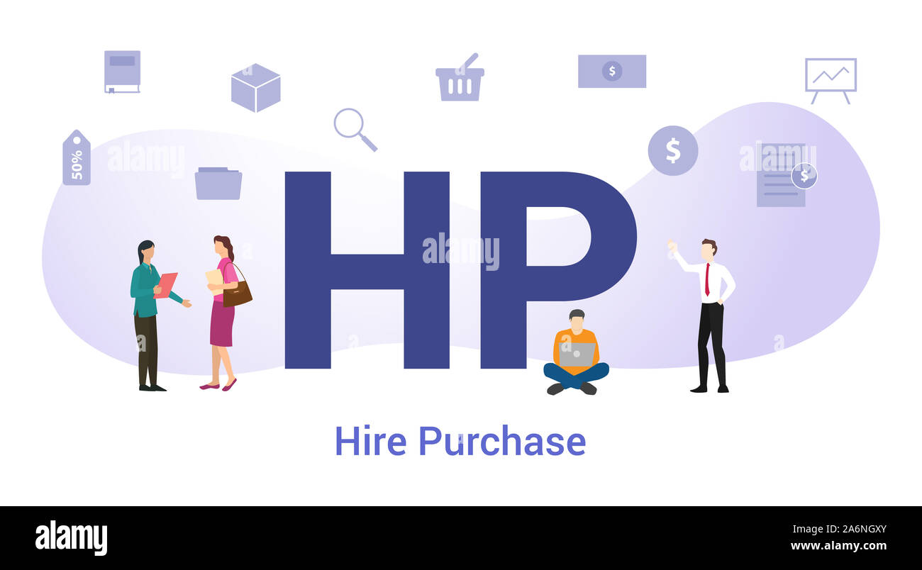 hp hire purchase concept with big word or text and team people with ...