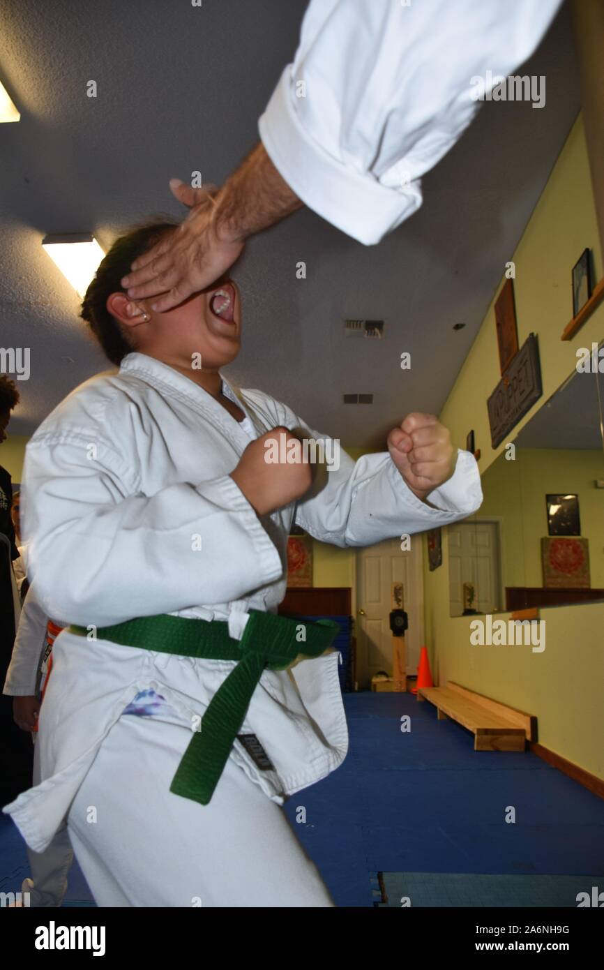 This action photo is of my daughter and her classmates in a Karate ...