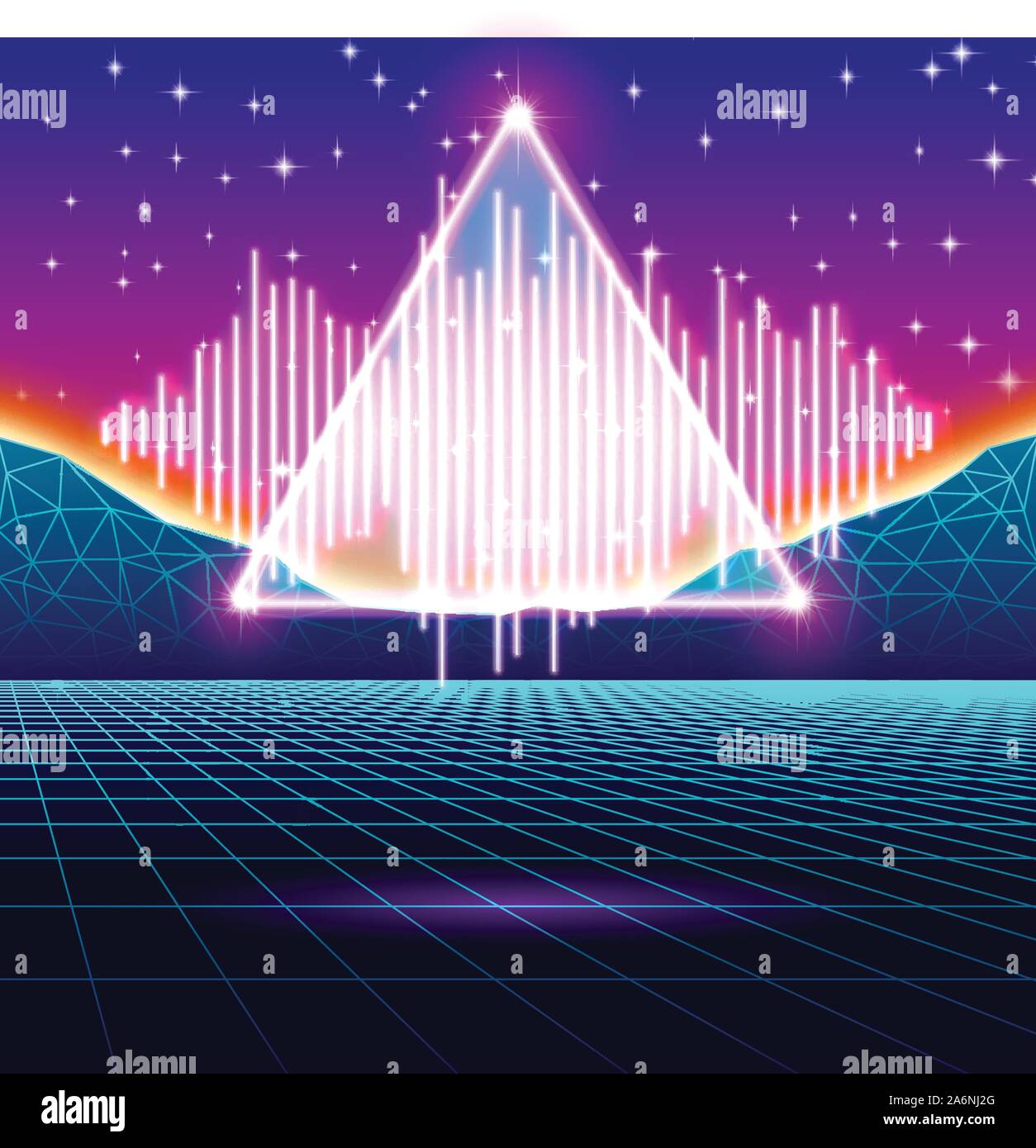 Retro gaming neon background with shiny music wave Stock Vector Image ...