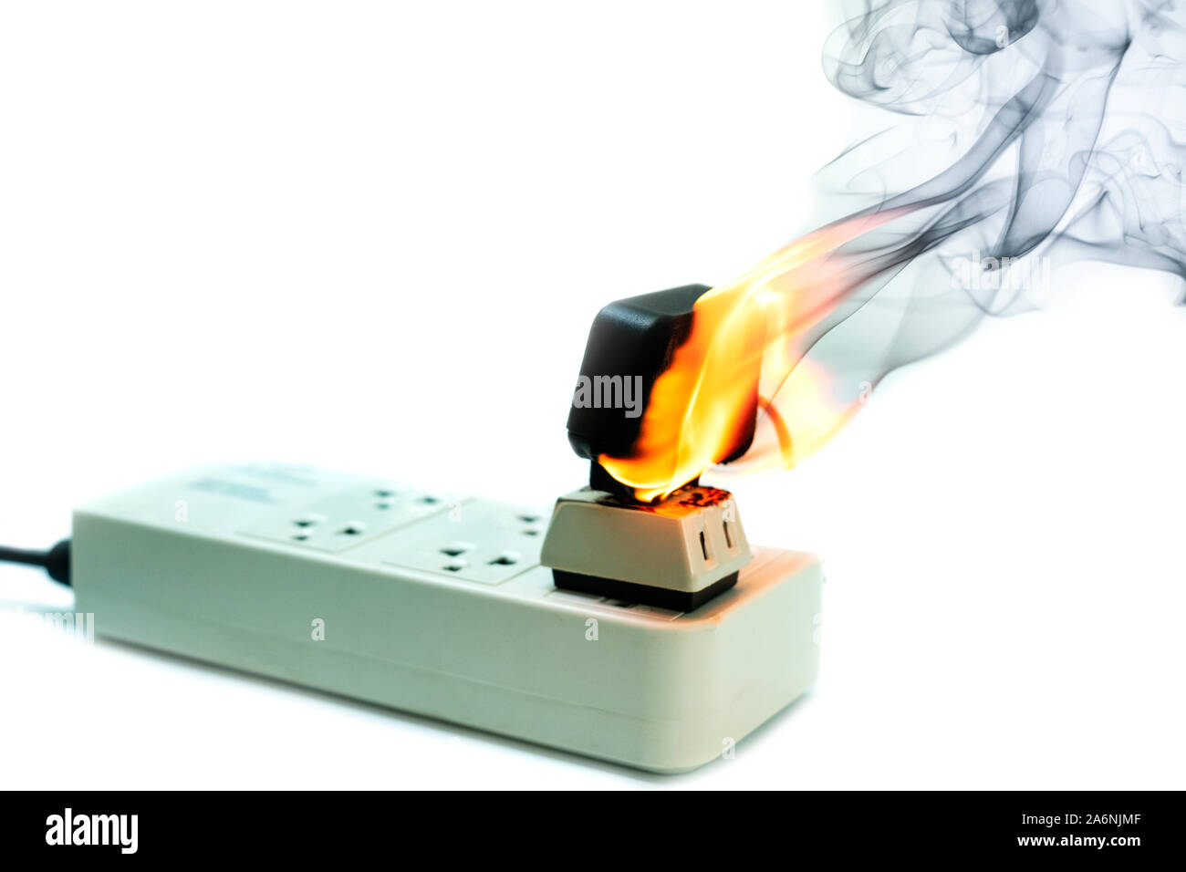 On fire plug Receptacle and adapter on white background, Electric short ...