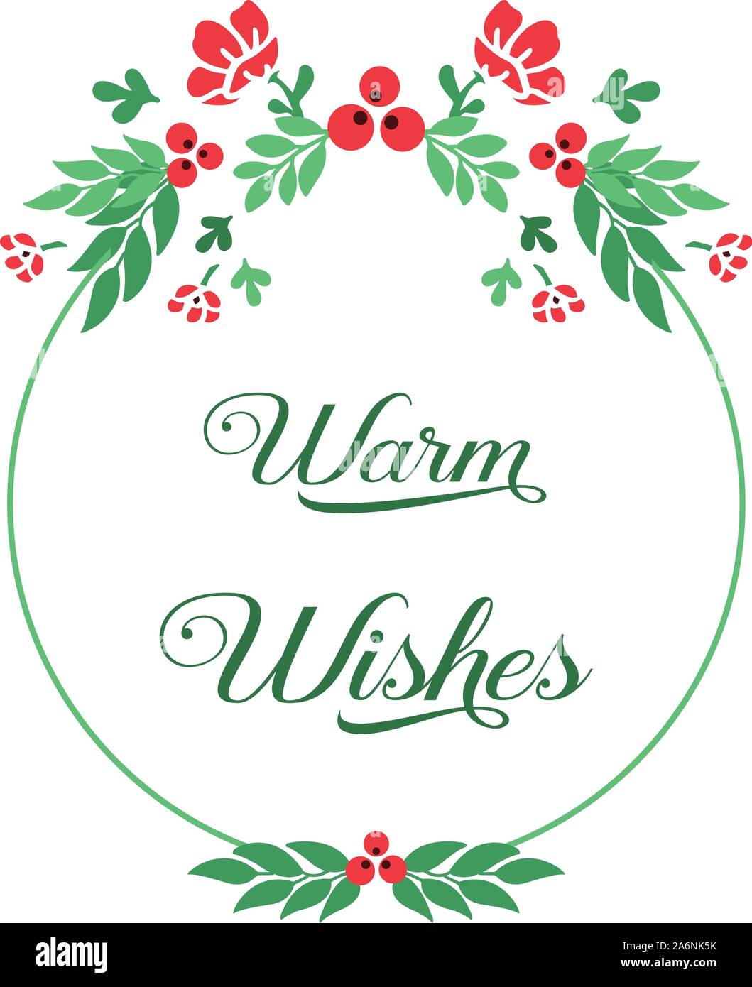 Poster lettering warm wishes, with shape of red flower frame. Vector ...