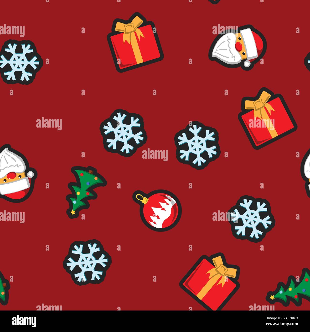 Christmas seamless pattern with holiday toys and symbols in flat ...