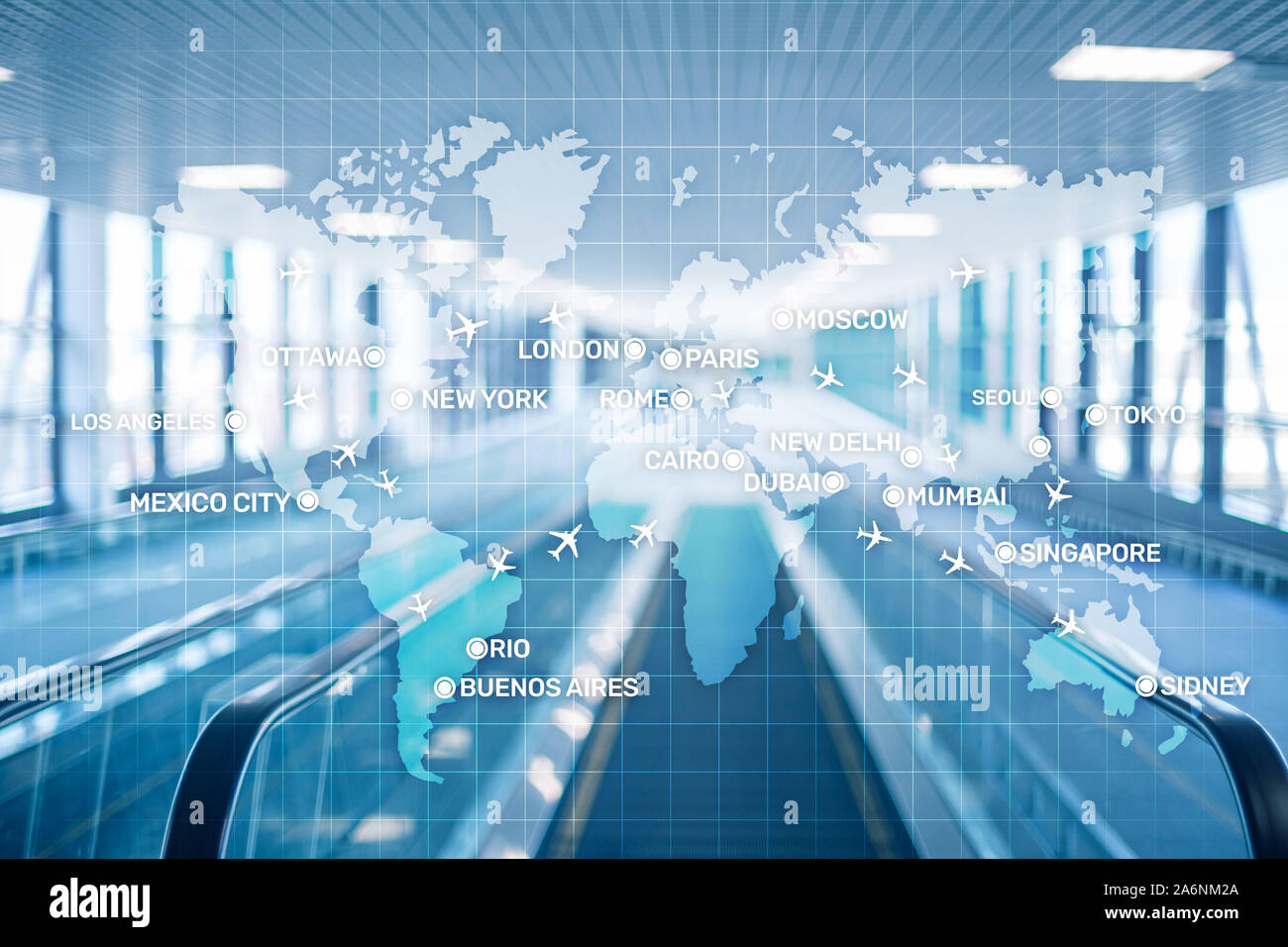 Aviation wallpaper with planes over the map with major city names ...