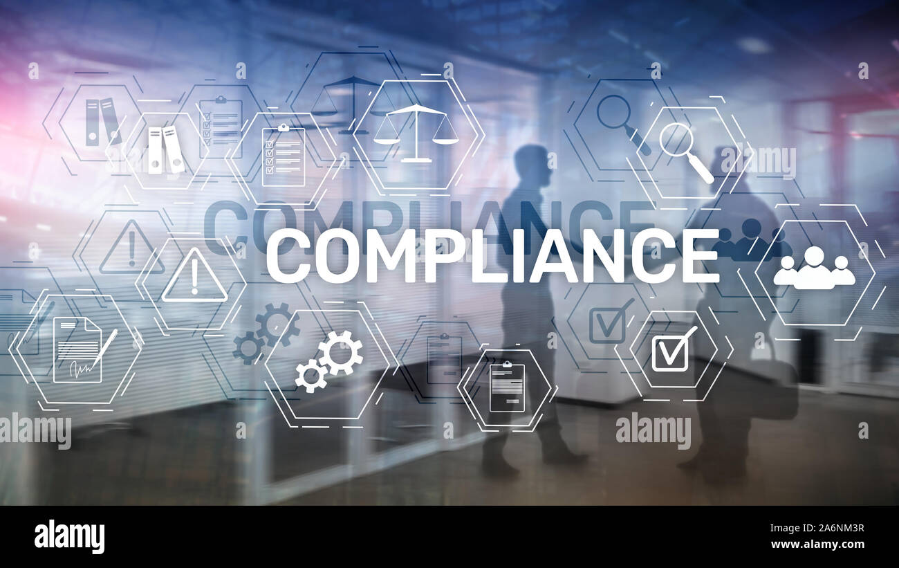 Compliance diagram with icons. Business concept on abstract background ...