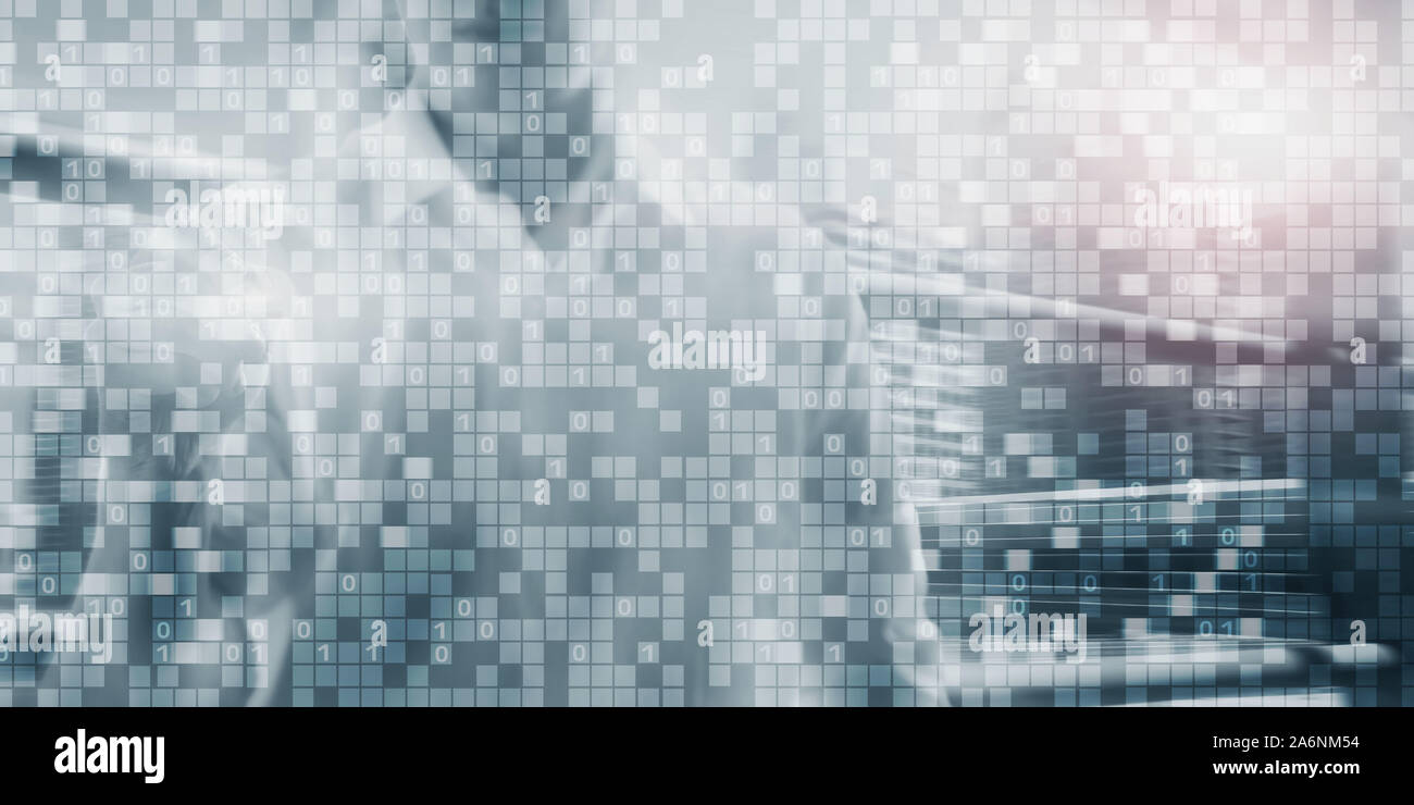 Digital Binary Code Business background. Matrix Abstract futuristic wallpaper Stock Photo - Alamy