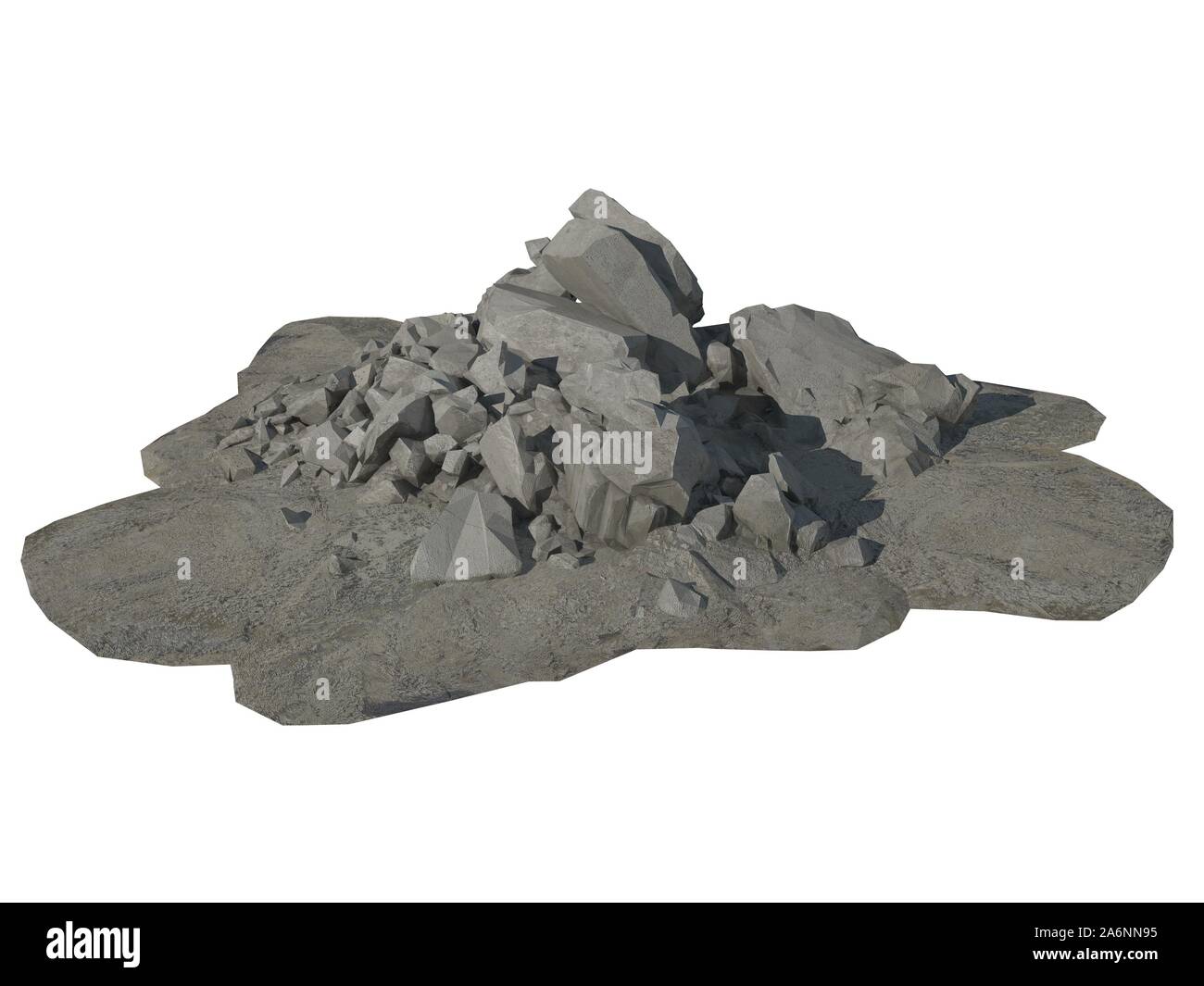 3D illustration heap of rubble and debris isolated on white Stock Photo ...