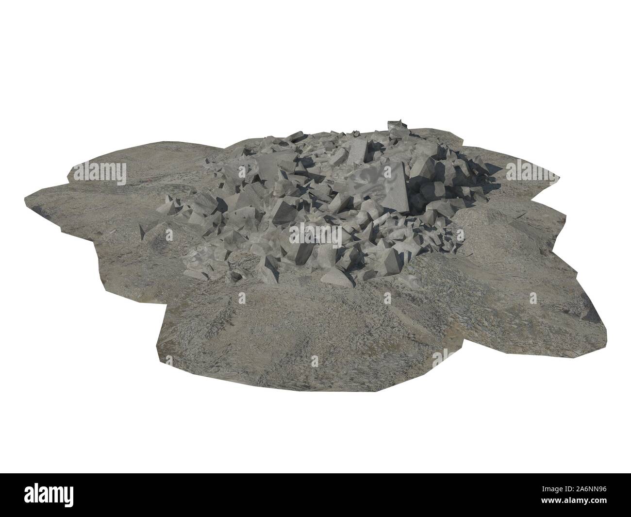 3D illustration heap of rubble and debris isolated on white Stock Photo ...