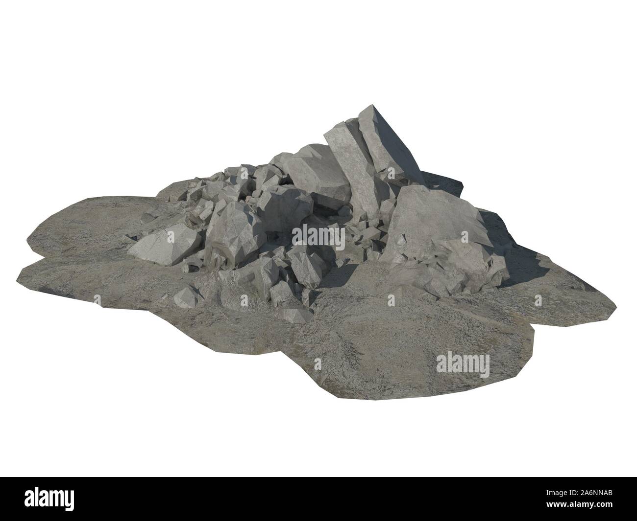 3D illustration heap of rubble and debris isolated on white Stock Photo ...