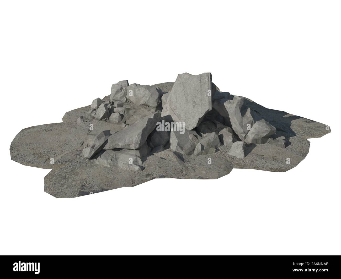 3D illustration heap of rubble and debris isolated on white Stock Photo ...