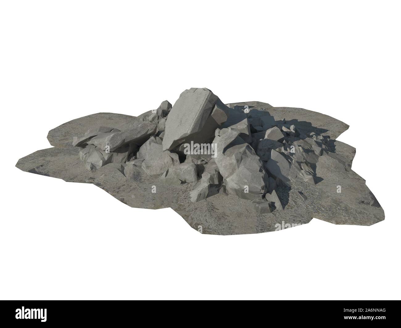 3D illustration heap of rubble and debris isolated on white Stock Photo ...